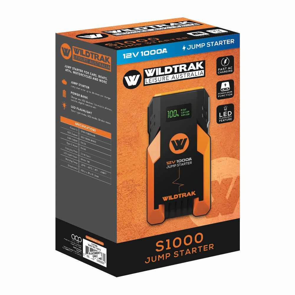Wildtrak™ 1000A 12KMAH HP Lithium Car and 4WD Jump Starter (Petrol & D ...